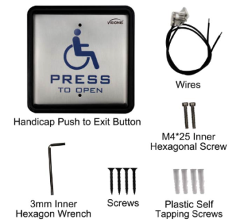 WIRED HANDICAP STAINLESS STEEL SQUARE PUSH TO EXIT BUTTON/SWITCH (BACK ...